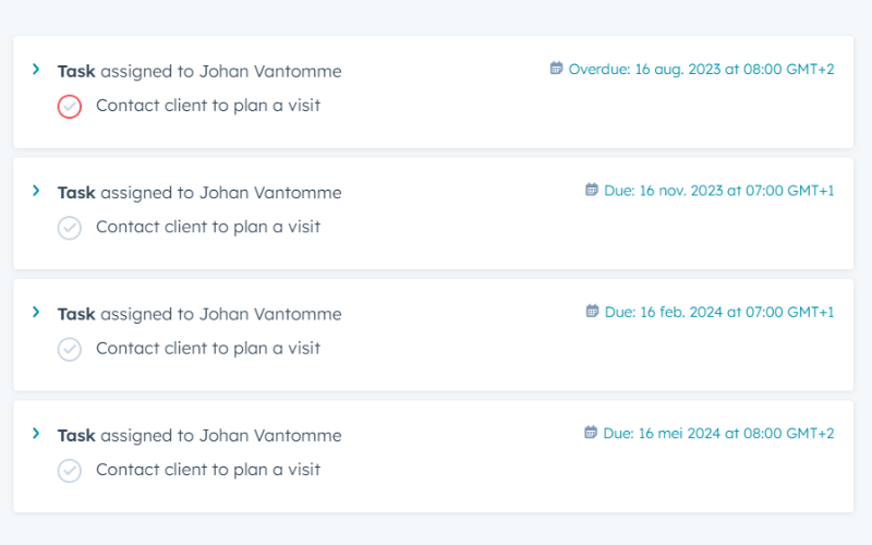 Set up Recurring Tasks with the Pocketknife HubSpot Add on